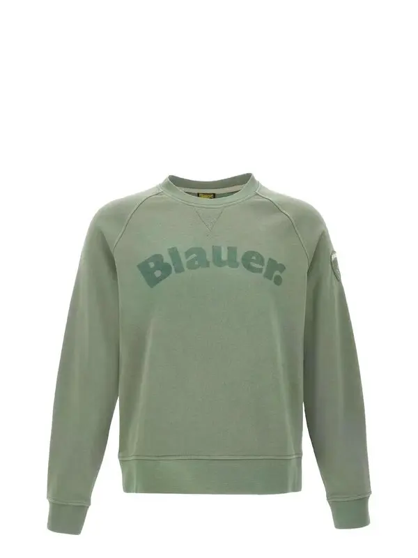 BLAUER. Logo Print Raglan Sleeve Sweater - Green