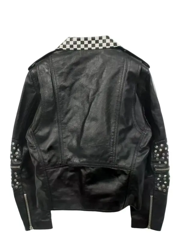 Celine Leather Block-check Studded Jacket - Black
