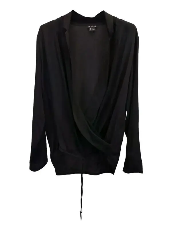 Theory Draped Front Blouse With Shawl Lapels - Black