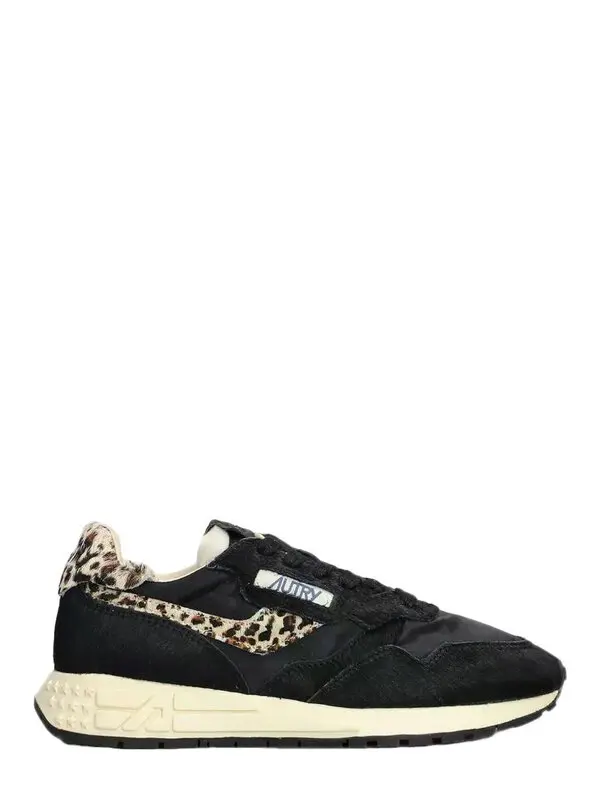 AUTRY Reelwind Low Leopard-print Panelled Sneakers - Black
