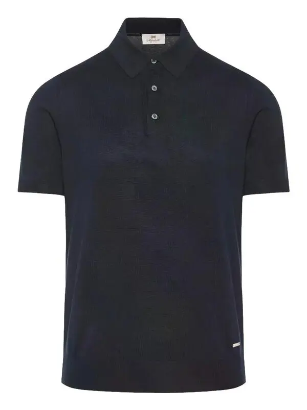 MANDELLI Short-sleeve Polo Shirt - Blue