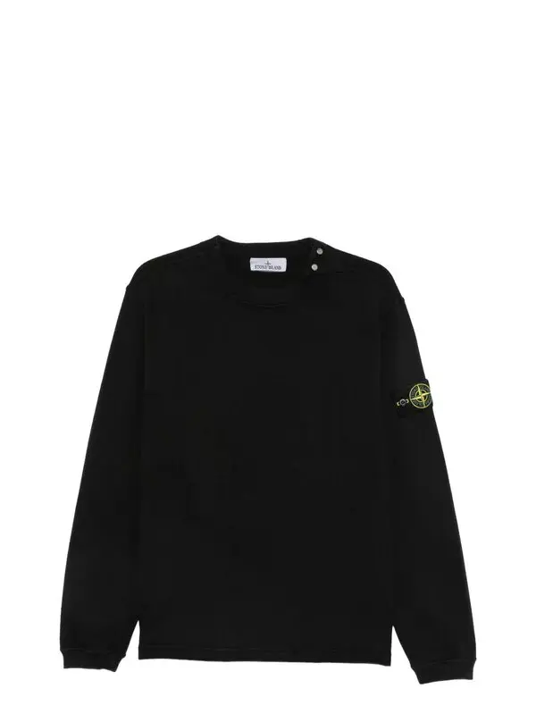 Stone Island Crew Neck Sweatshirt With Logo Patch - Black