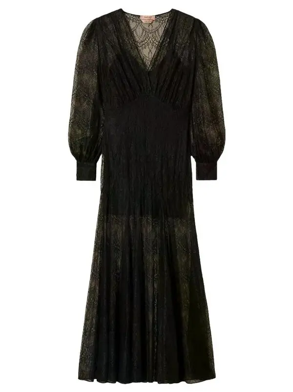 TWINSET Valenciennes Lace Long Dress - Black