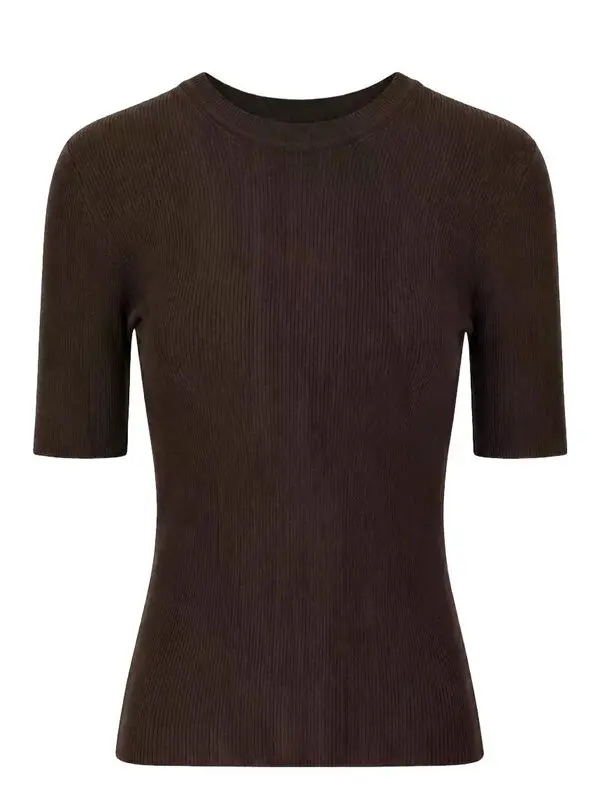 P.a.r.o.s.h Ribbed Knit Short-sleeve T-shirt - Brown