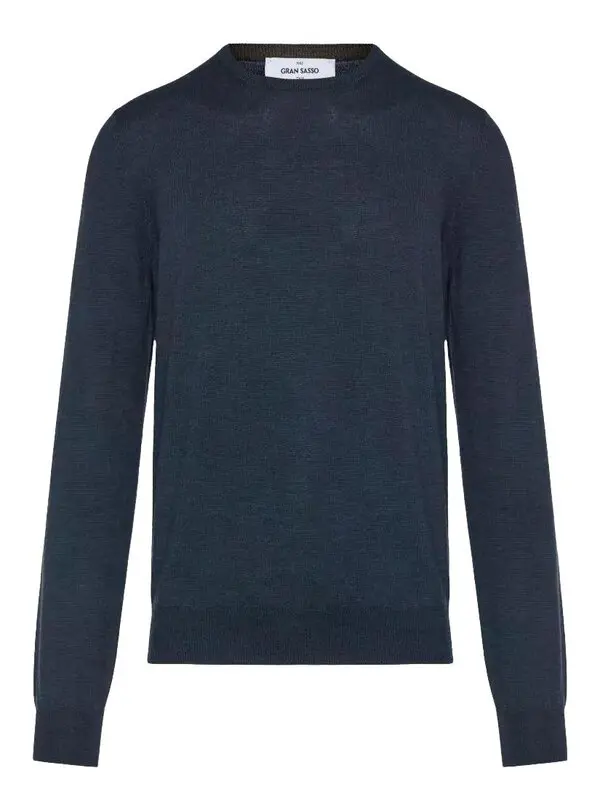 GRAN SASSO Fine Knit Crew Neck Long Sleeve Sweater - Blue