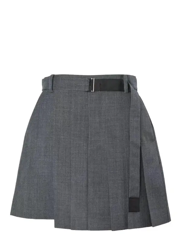 Sacai Belted Pleated Shorts - Grey