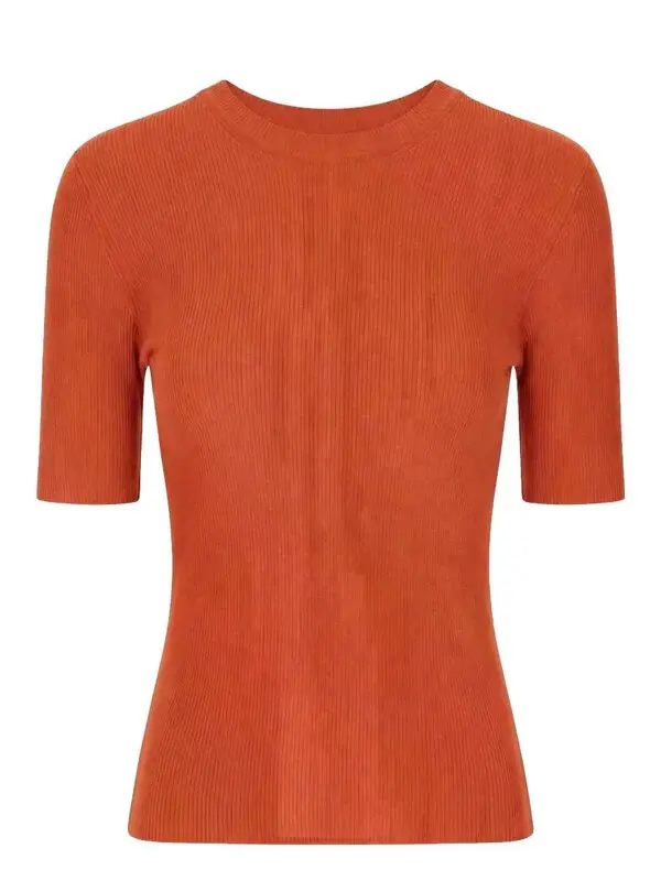 P.a.r.o.s.h Ribbed Knit Short Sleeve T-shirt - Orange