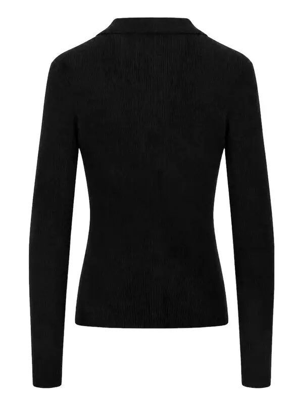 P.a.r.o.s.h Ribbed Knit Polo Top - Black