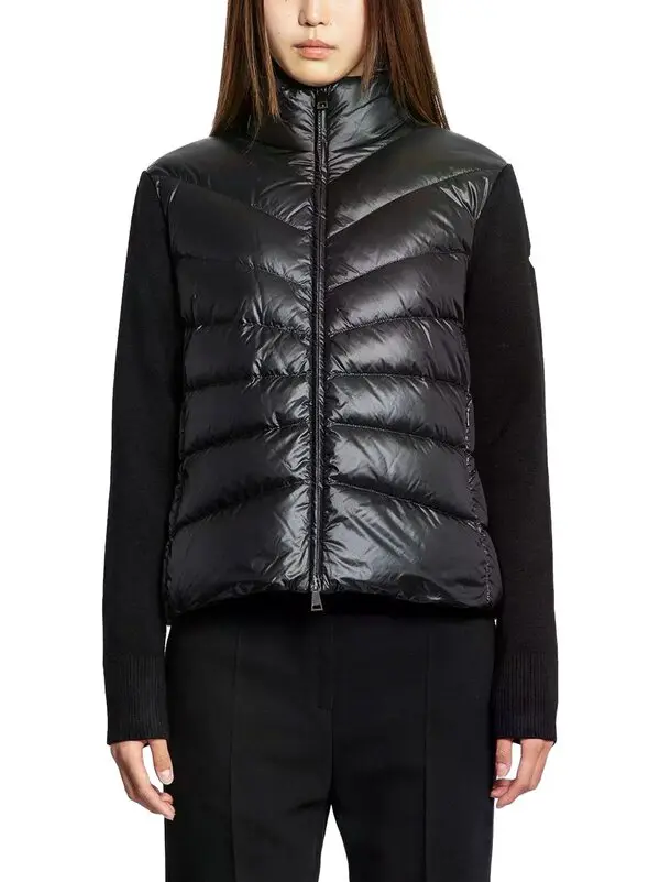Moncler Padded Cardigan With Logo Patch - Black