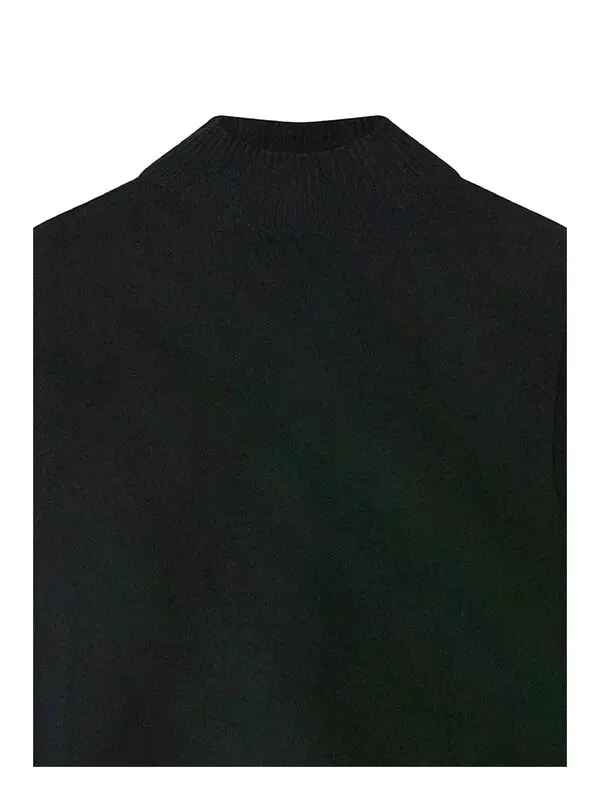 Momoni Sleeveless High Neck Jumper With Metallic Trim - Black
