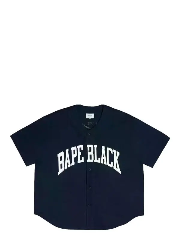 A BATHING APE Logo-print Collarless Shirt - Blue