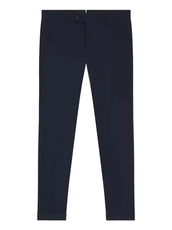 BOSS Slim-fit Trousers With Cuffed Hem - Blue