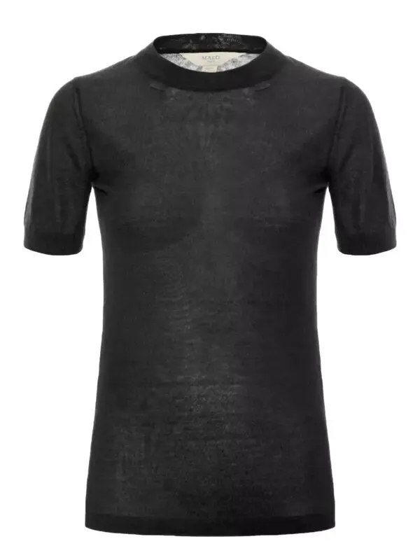 Malo Short-sleeve Cashmere Sweater - Black