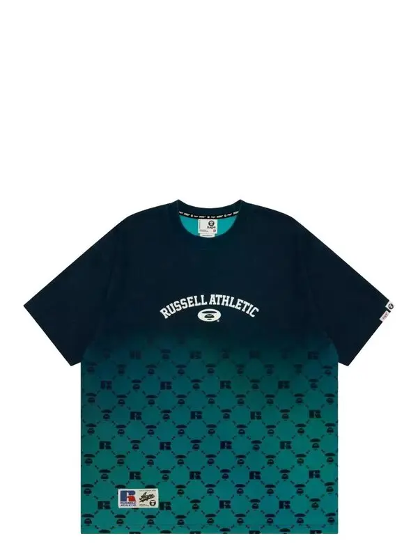 AAPE BY *A BATHING APE X Russell Athletic Logo-patterned T-shirt - Blue