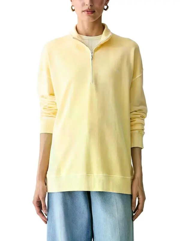 Gant Quarter-zip Logo-embroidered Sweatshirt - Yellow