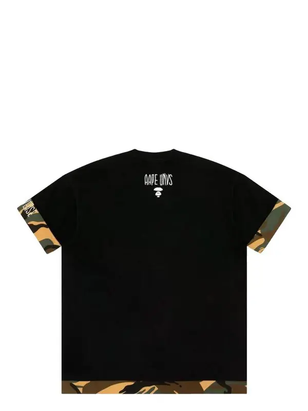 AAPE BY *A BATHING APE Moonface Camouflage-trim T-shirt - Black