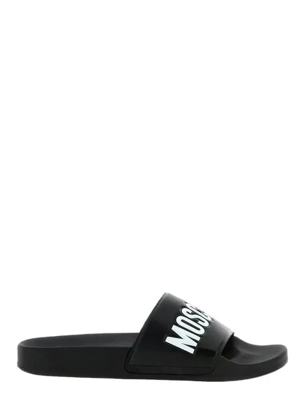 Moschino Embossed Slides - Black