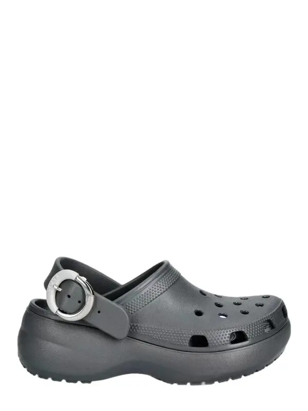 CROCS Platform Dipped Buckle Platform Mules - Grey