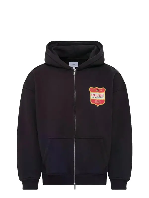 Rhude Filitaro Crest Zip-up Hoodie - Black