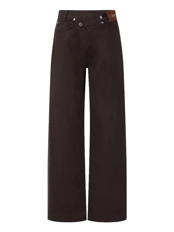 Liu Jo Straight Leg Trousers With Asymmetrical Waistband - Brown