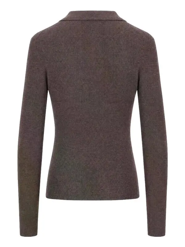 P.a.r.o.s.h Ribbed Knit Polo Top - Brown
