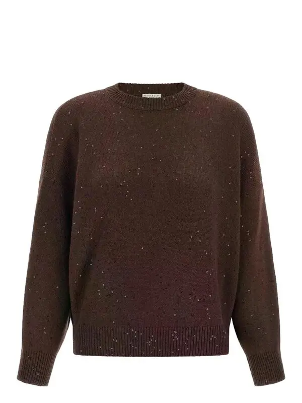 Brunello Cucinelli Diamante Sequin-embellished Sweater - Brown