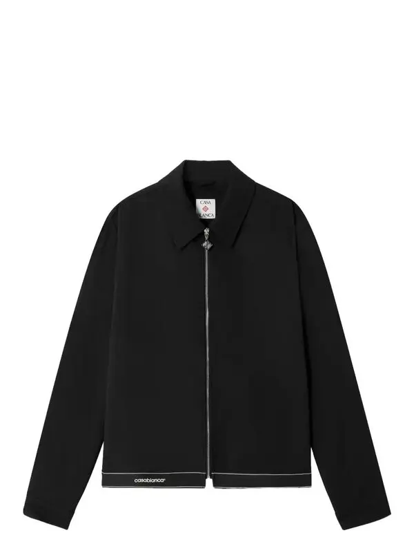 Casablanca Logo Embroidered Zip-up Jacket - Black