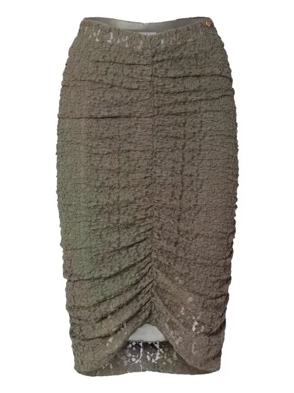 Liu Jo Ruched Lace Midi Skirt - Green
