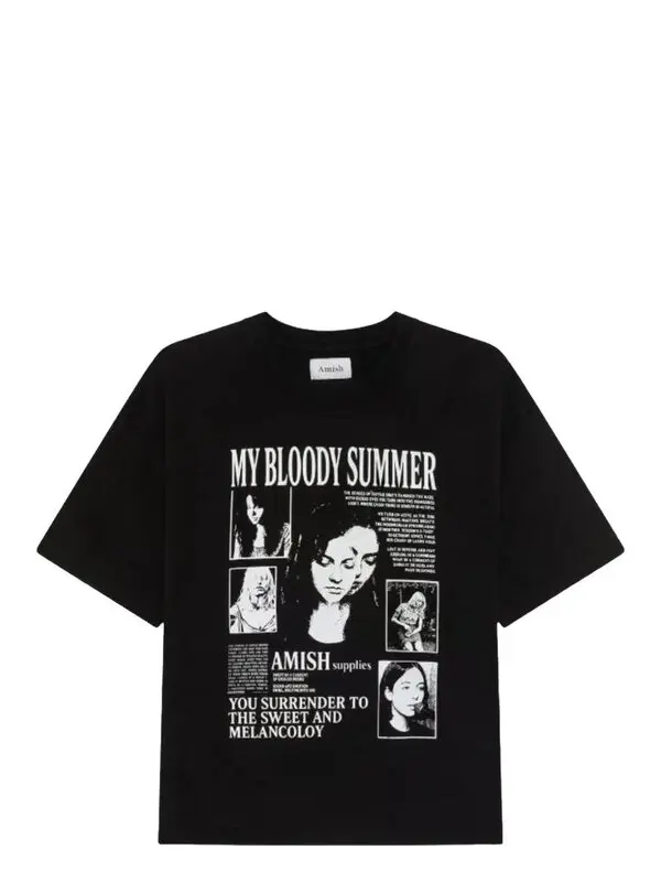 AMISH SUPPLIES Graphic Print Cropped T-shirt - Black