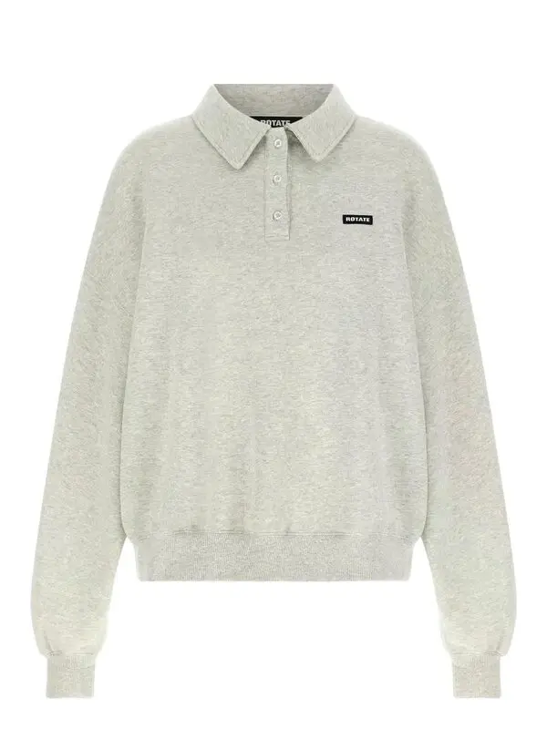 ROTATE BY BIRGER CHRISTENSEN Balloon Sleeve Polo Top - Grey