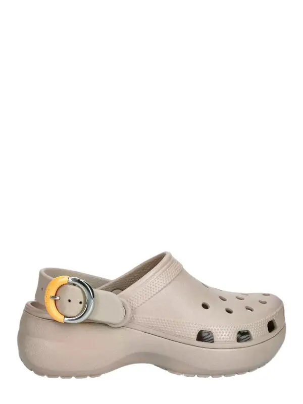 CROCS Platform Dipped Buckle Slingback Mules - Neutrals