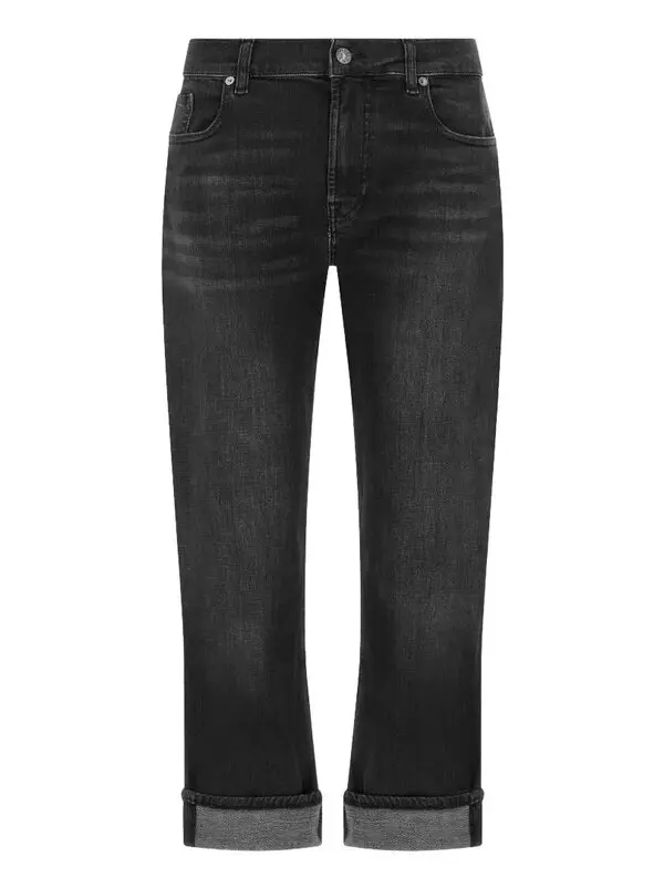 7 For All Mankind Relaxed Skinny Turned-up Jeans - Black