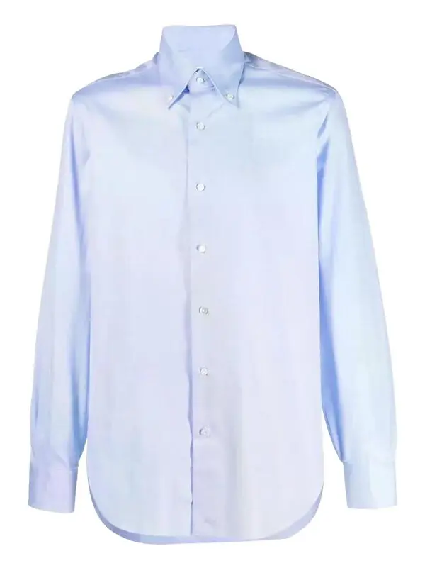 BARBA NAPOLI Button-down Long-sleeve Shirt - Blue