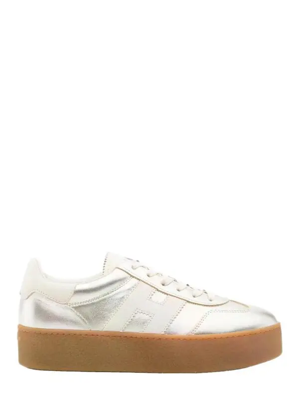 Hogan H698 Metallic-effect Sneakers - Silver