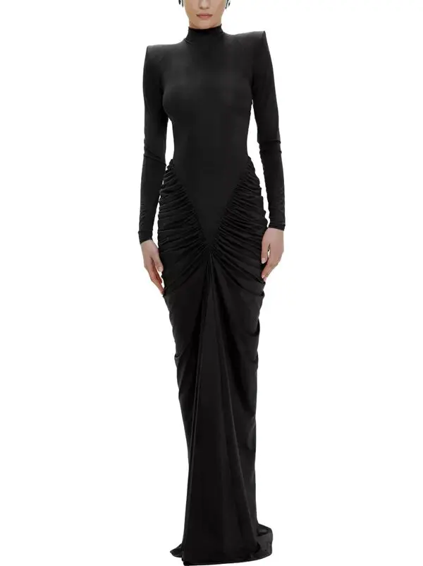 V:PM ATELIER Adwa Ruched Maxi Dress - Black