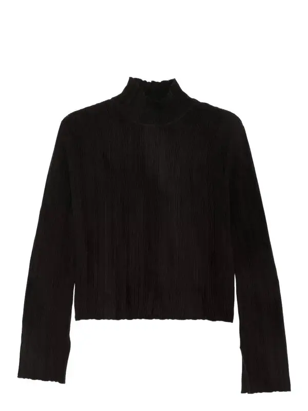 ALYSI Ribbed Knit High-neck Sweater - Brown