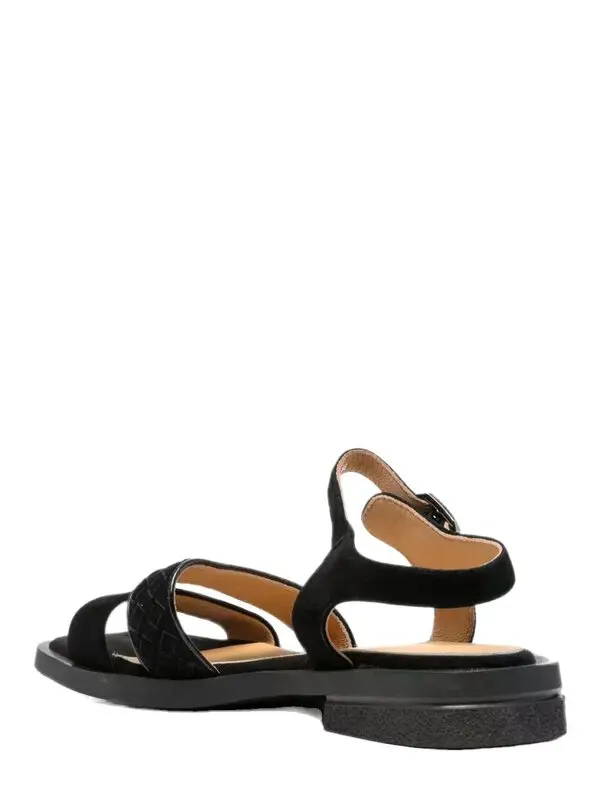 LINDA BAUMANN Woven Strap Buckle-fastening Sandals - Black