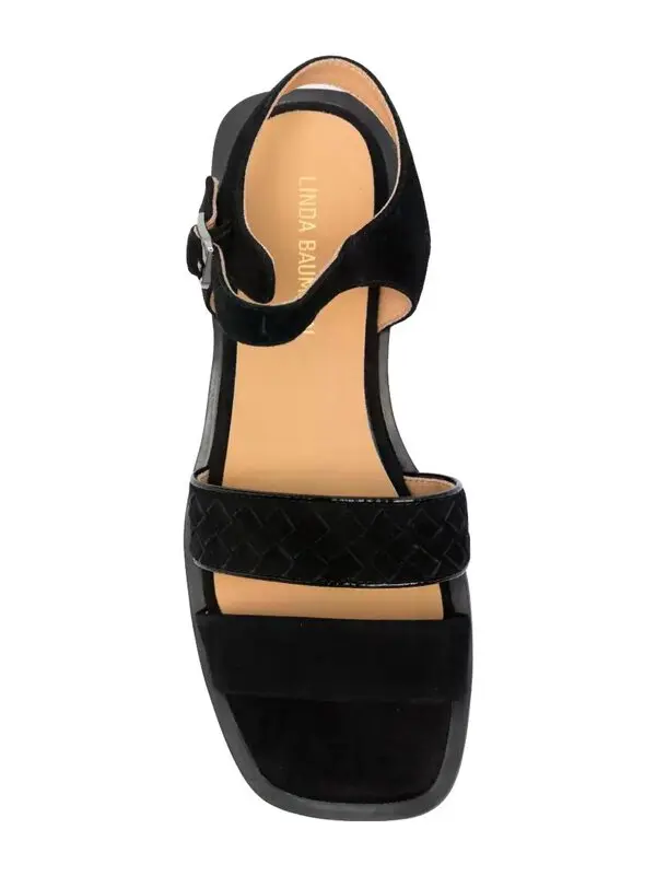LINDA BAUMANN Woven Strap Buckle-fastening Sandals - Black