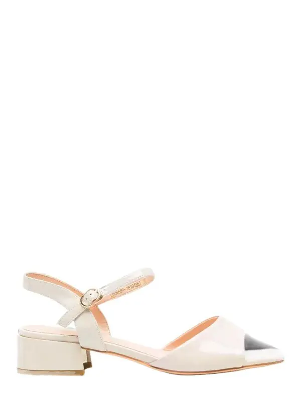 LINDA BAUMANN Patent Finish Buckle-fastening Sandals - Neutrals