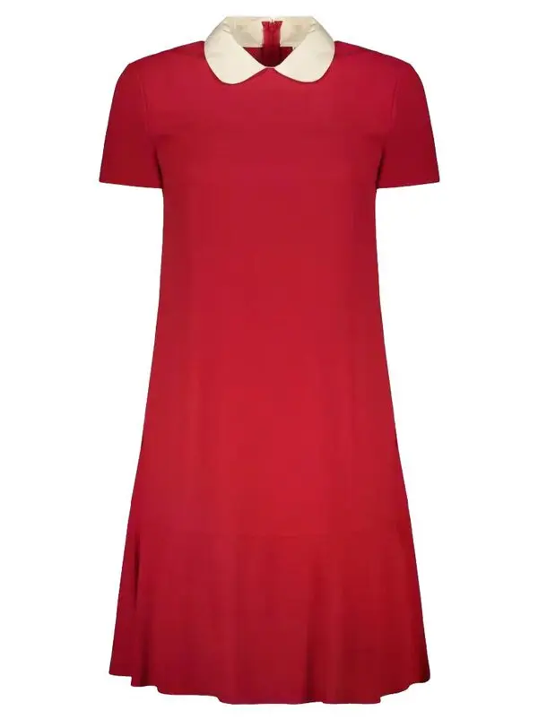 Red Valentino Short Sleeve Contrast Collar Dress - Red