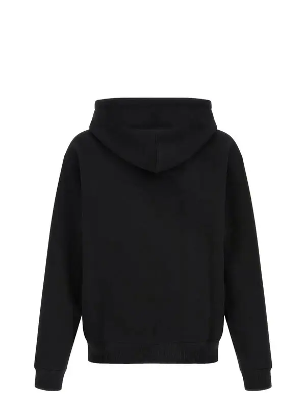 JIL SANDER Logo Print Drawstring Hoodie - Black
