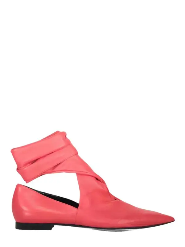 Cédric Charlier Draped Ankle Strap Cut-out Flats - Pink