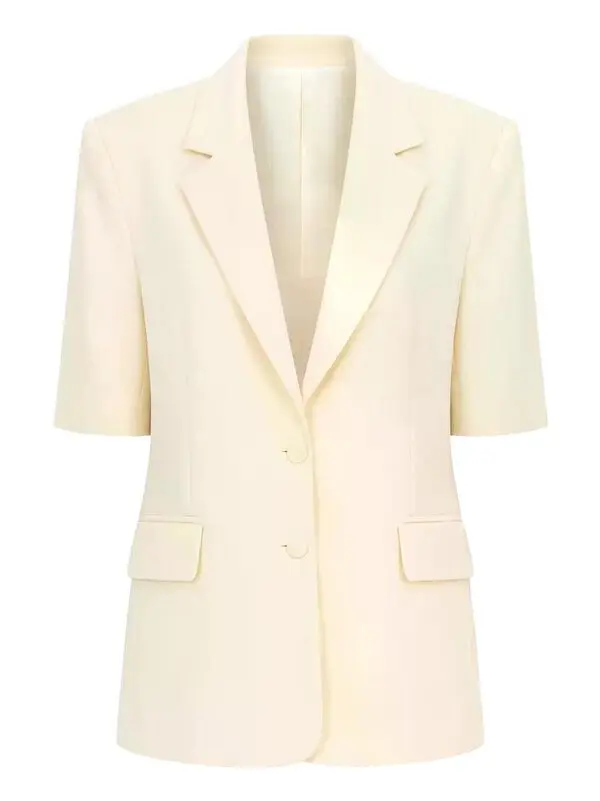 HANITA Short-sleeve Notched-lapel Blazer - Neutrals
