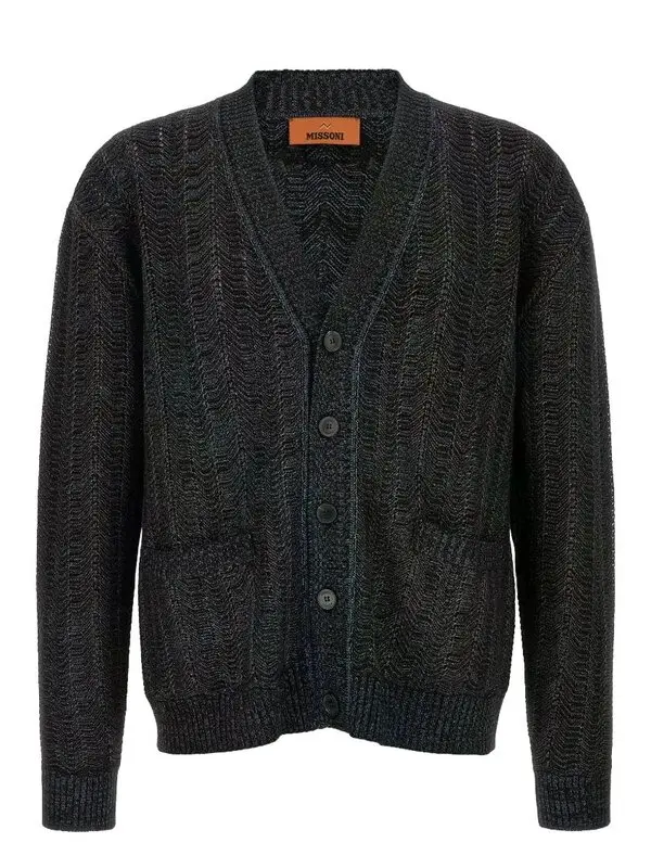 Missoni Zigzag-knit V-neck Cardigan - Black
