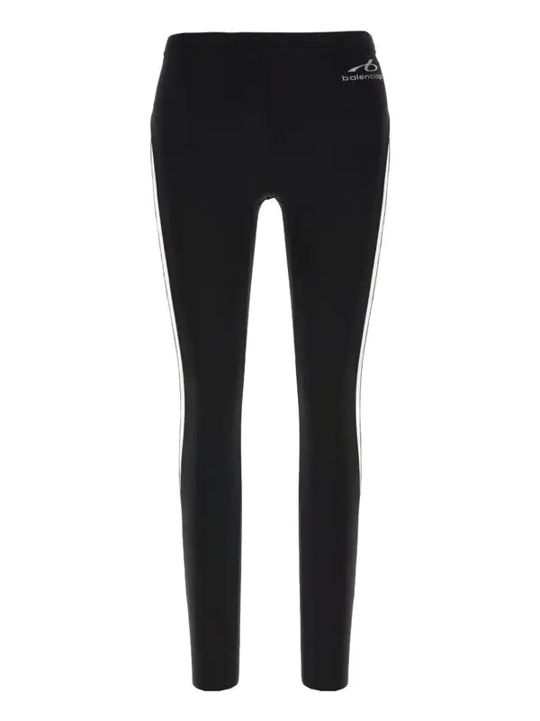 Balenciaga Logo-print Side-stripe Leggings - Black