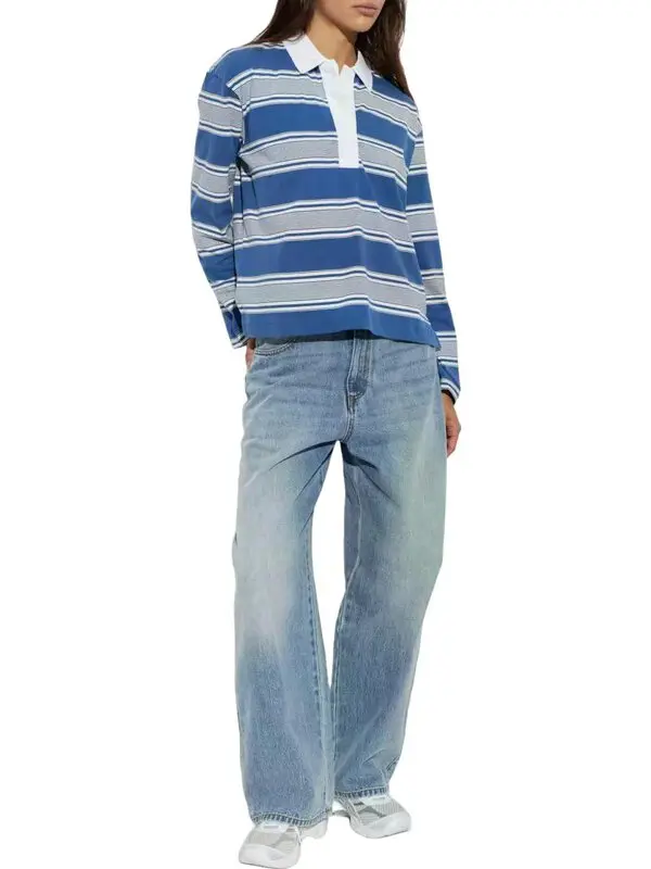 Rag & Bone Kelly Striped Long-sleeve Polo Shirt - Blue