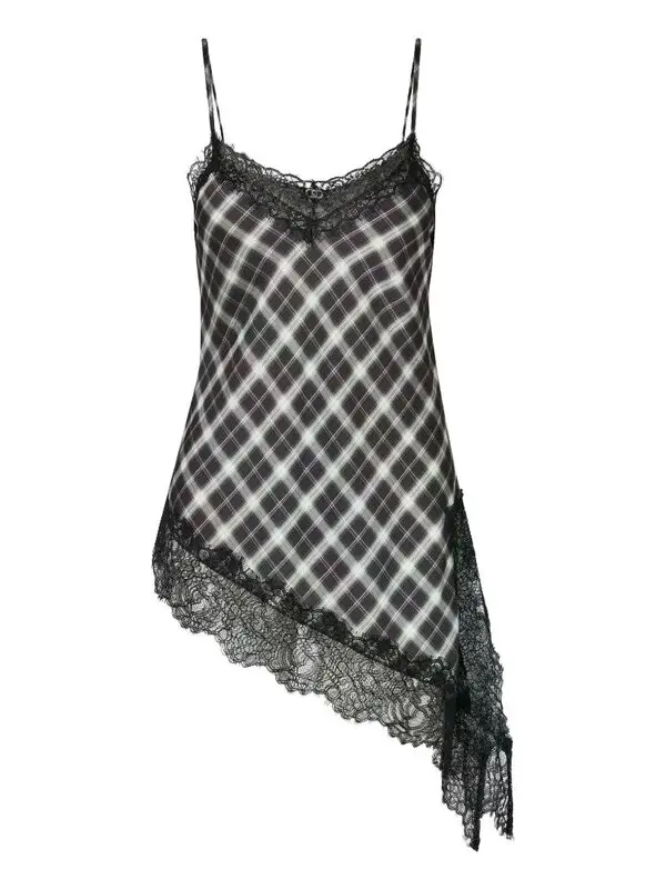 Liu Jo Asymmetrical Lace Trim Camisole - Black