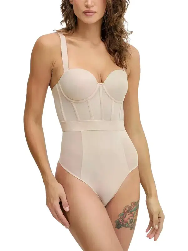 Dkny Mesh Panels Bodysuit - Neutrals