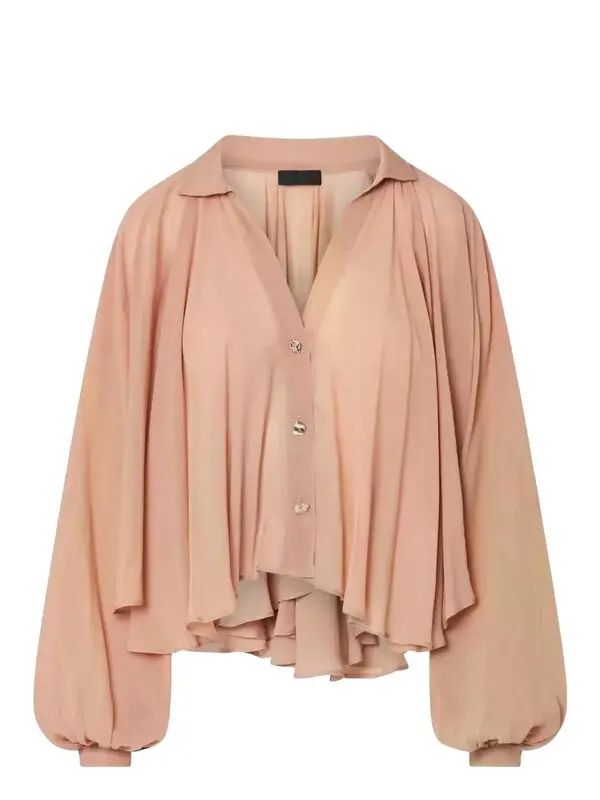 Liu Jo Georgette V-neck Shirt With Wide Sleeves - Pink