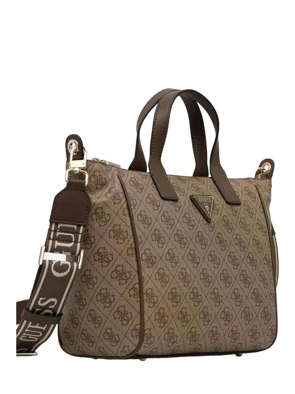 Guess Monogram Print Logo Plaque Tote Bag - Brown